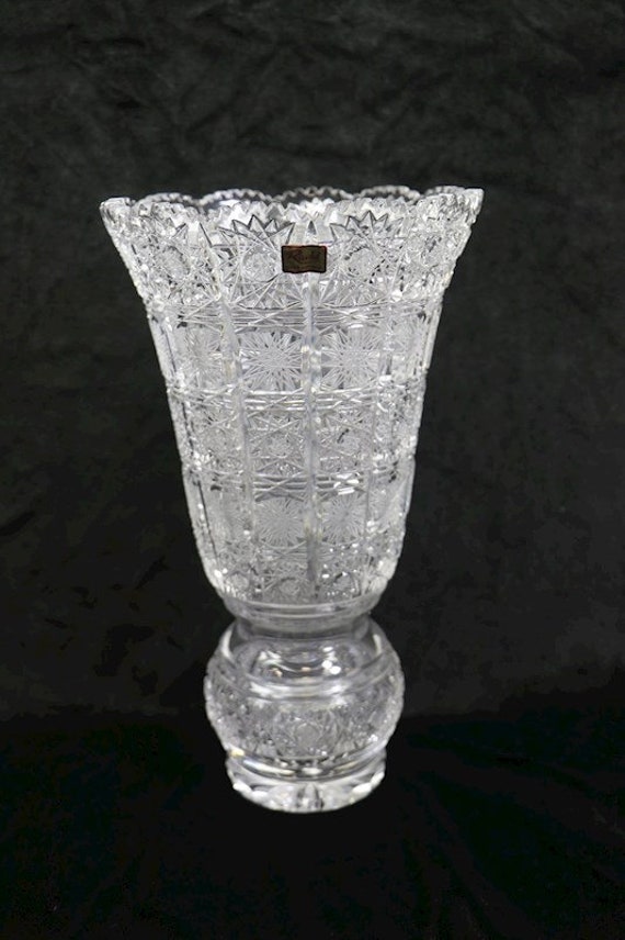 Ruckl Crystal Vase STUNNING BOHEMIAN Czech Hand Cut Crystal | Etsy