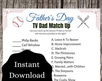 Father's Day Printable Game, TV Dad Match up Activity Famous Celebrity ...