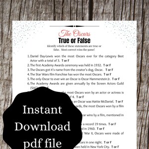 True or False Oscars Trivia Quiz | Academy Awards Party Printable Games ...