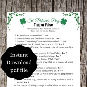 St Patrick's Day True or False Games Family Party Game | St. Patricks ...