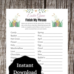 Easter Finish My Phrase Game: Printable Family Activity (PDF) - Etsy