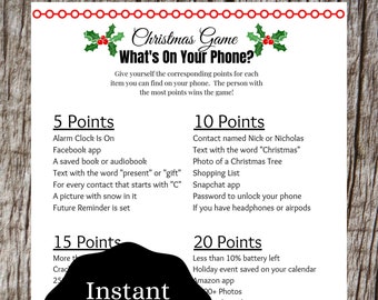Whats in Your Phone Printable Christmas Holiday Party Game - Etsy UK