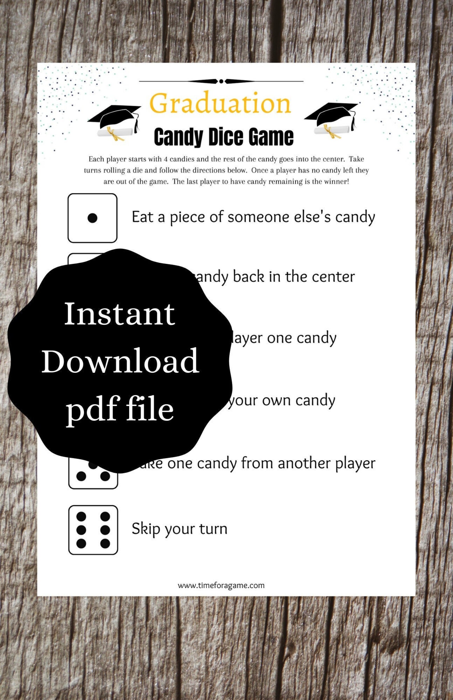 Graduation Day Candy Dice Game | Printable Grad Game | Family Game ...