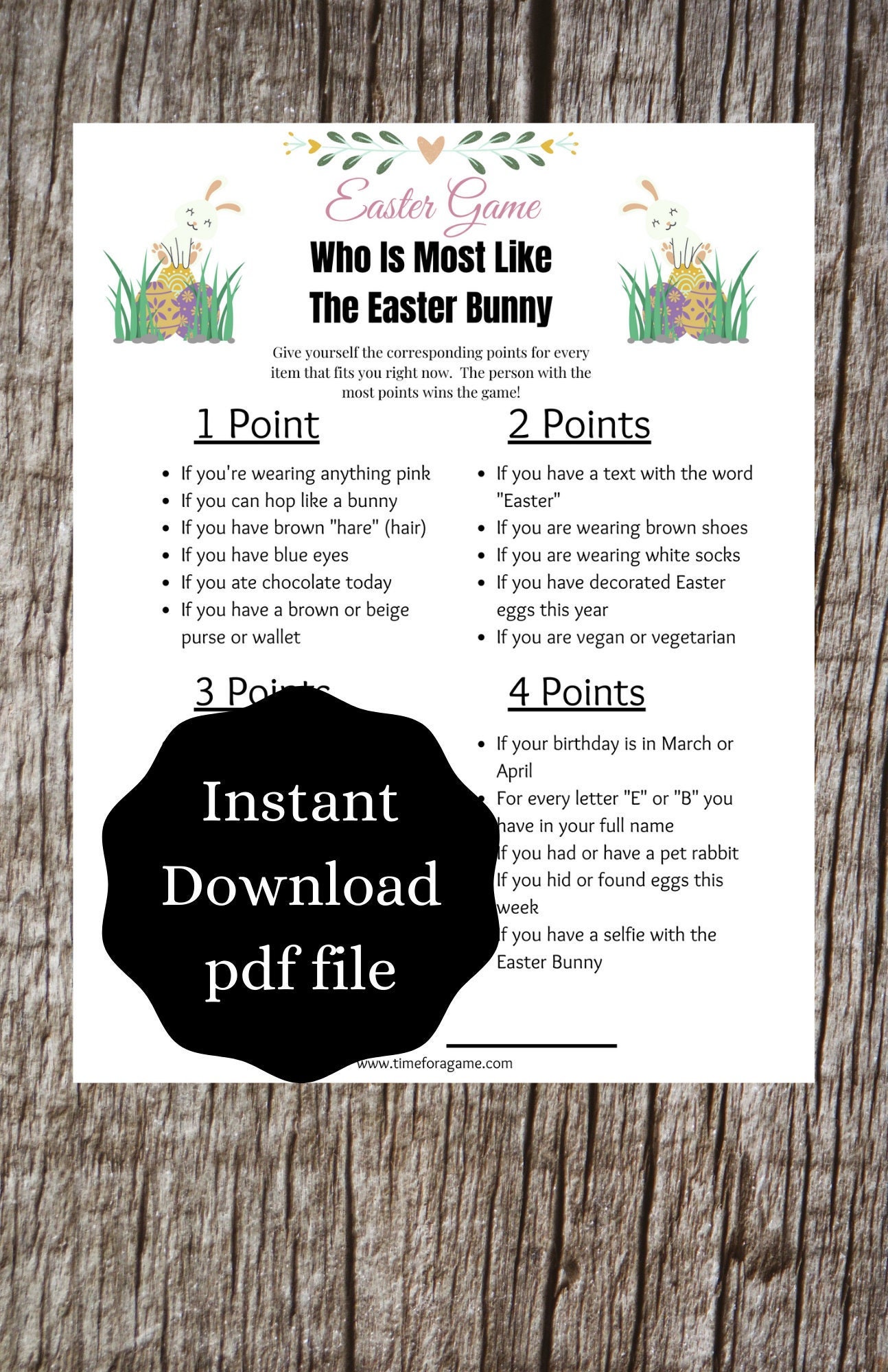Who is Most Like the Easter Bunny Game | Easter Printable Game | Easter ...