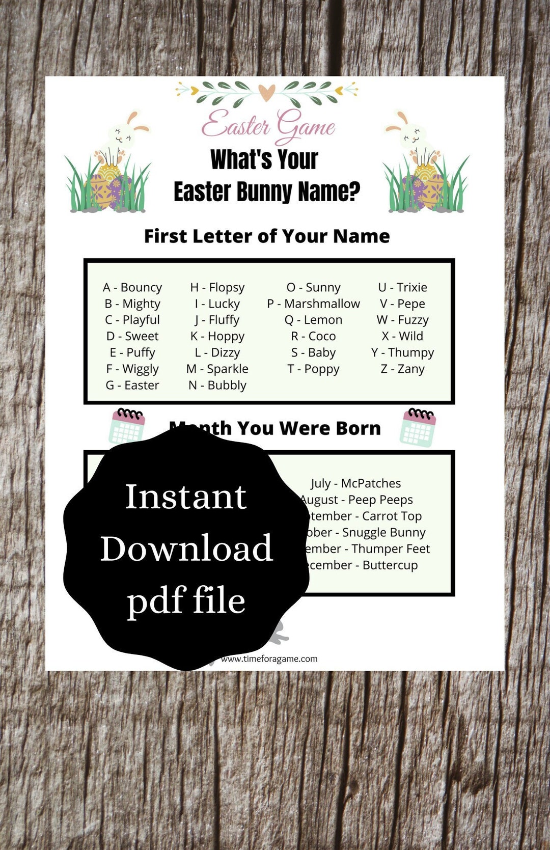 What's Your Easter Bunny Name Game | Fun Printable Easter Game | Name ...
