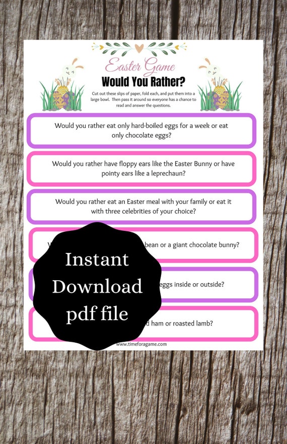 Easter Would You Rather Party Game Easter Adult Party Games | Etsy
