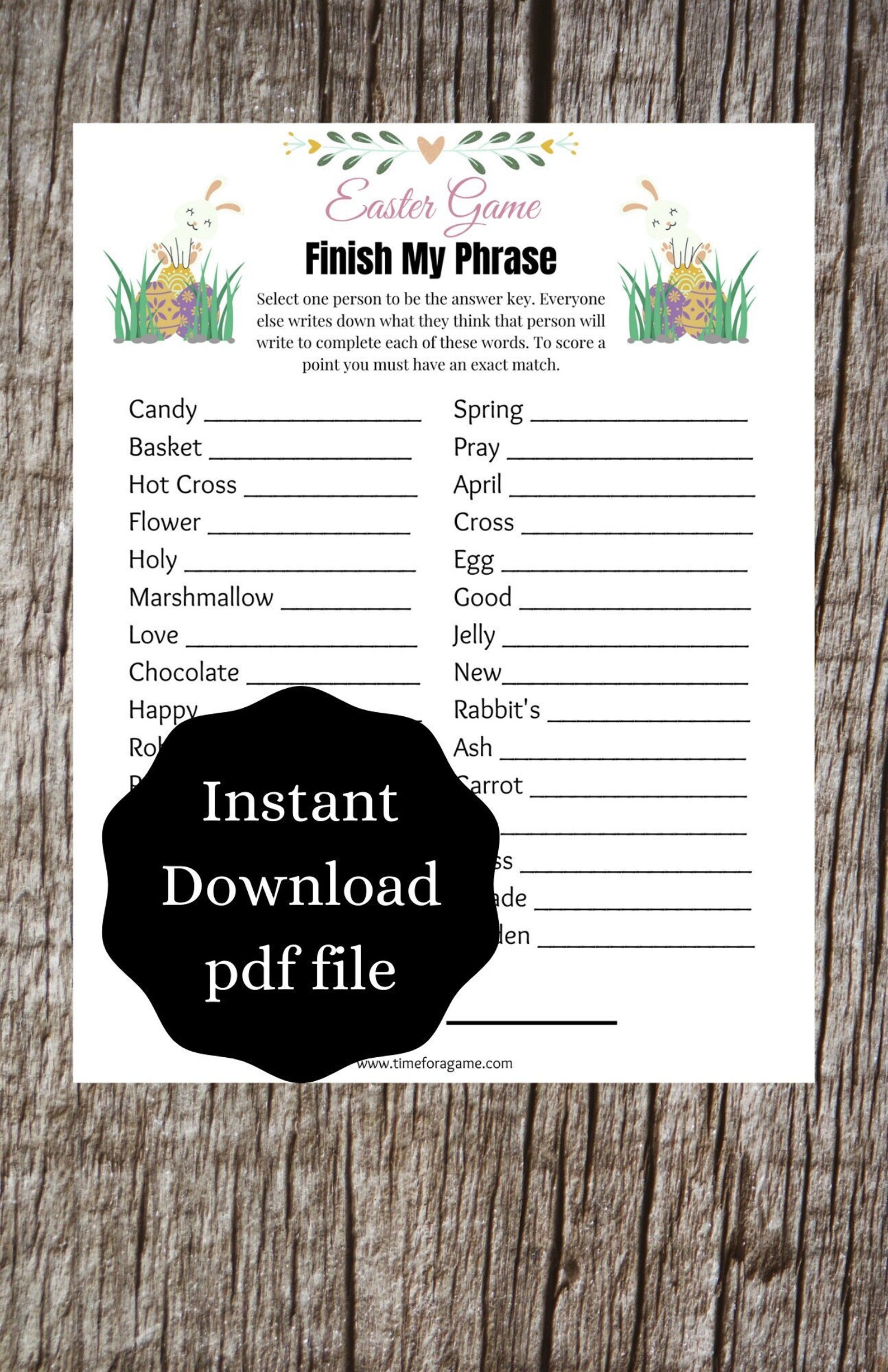 Easter Finish My Phrase Game: Printable Family Activity (PDF) - Etsy