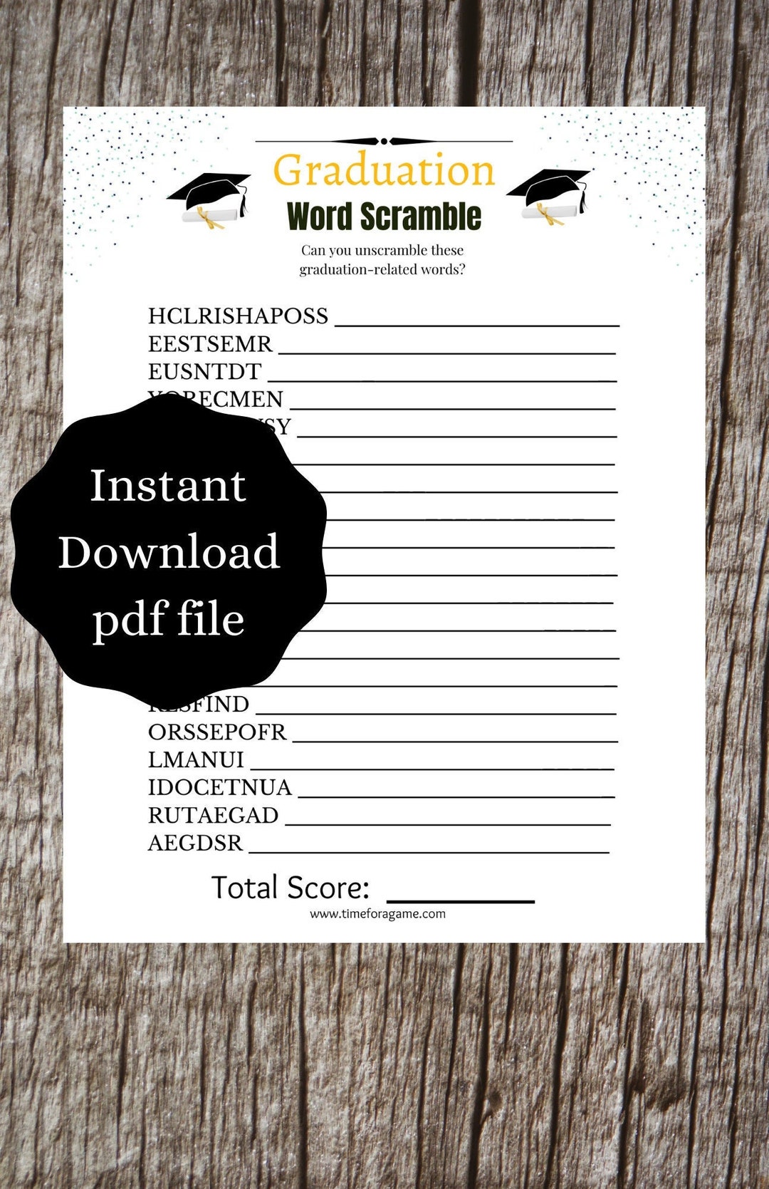 Graduation Word Scramble | Graduation Party Games | Grad Printable ...