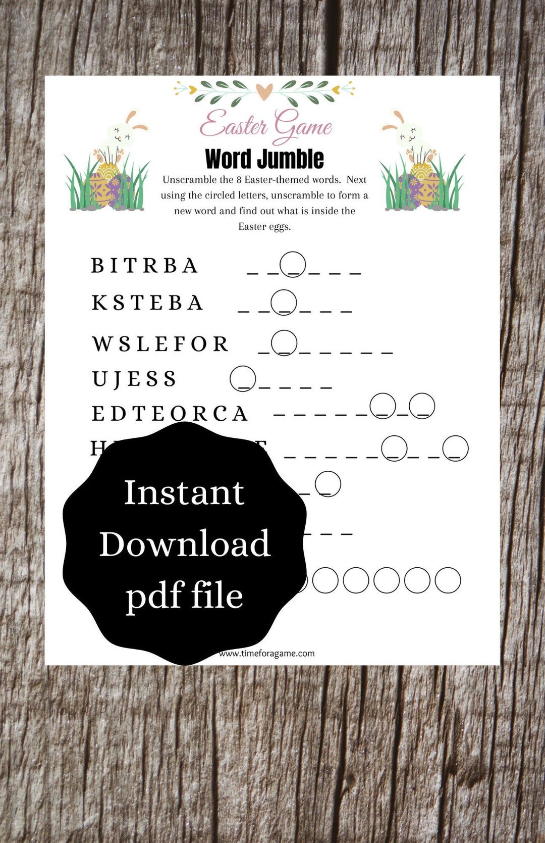 Easter Word Jumble Printable Game Easter Party Game Kids Adult Easter ...