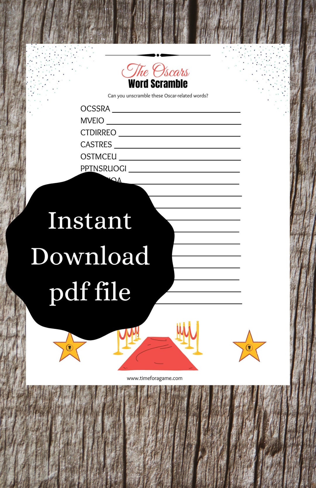 Oscars Party Word Scramble Printable Game | Academy Awards Printable ...