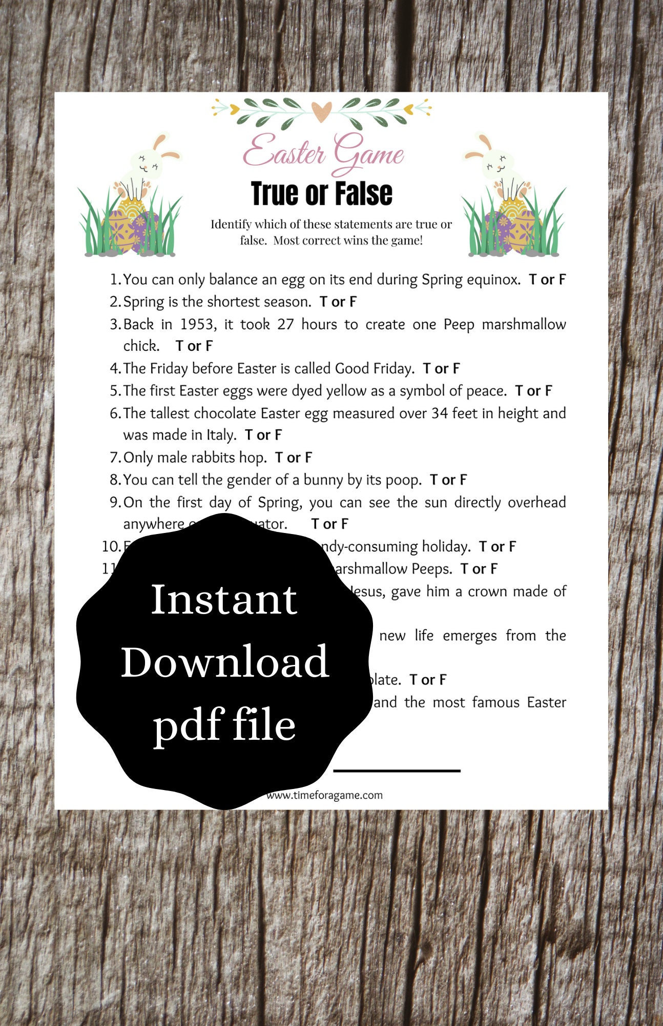 Easter True or False Games Family Party Game | Easter Adult Party Games ...