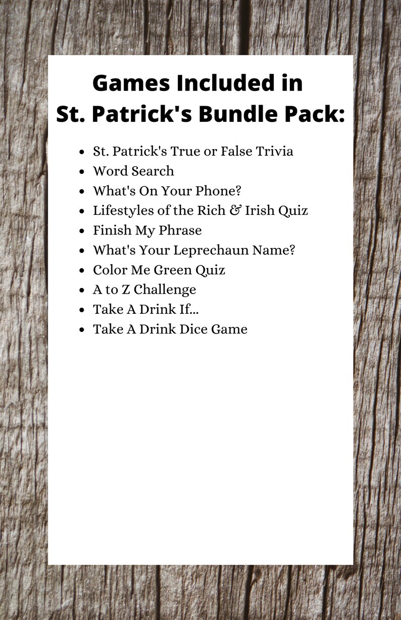 St Patrick's Day BUNDLE PACK of Printable Games Receive - Etsy