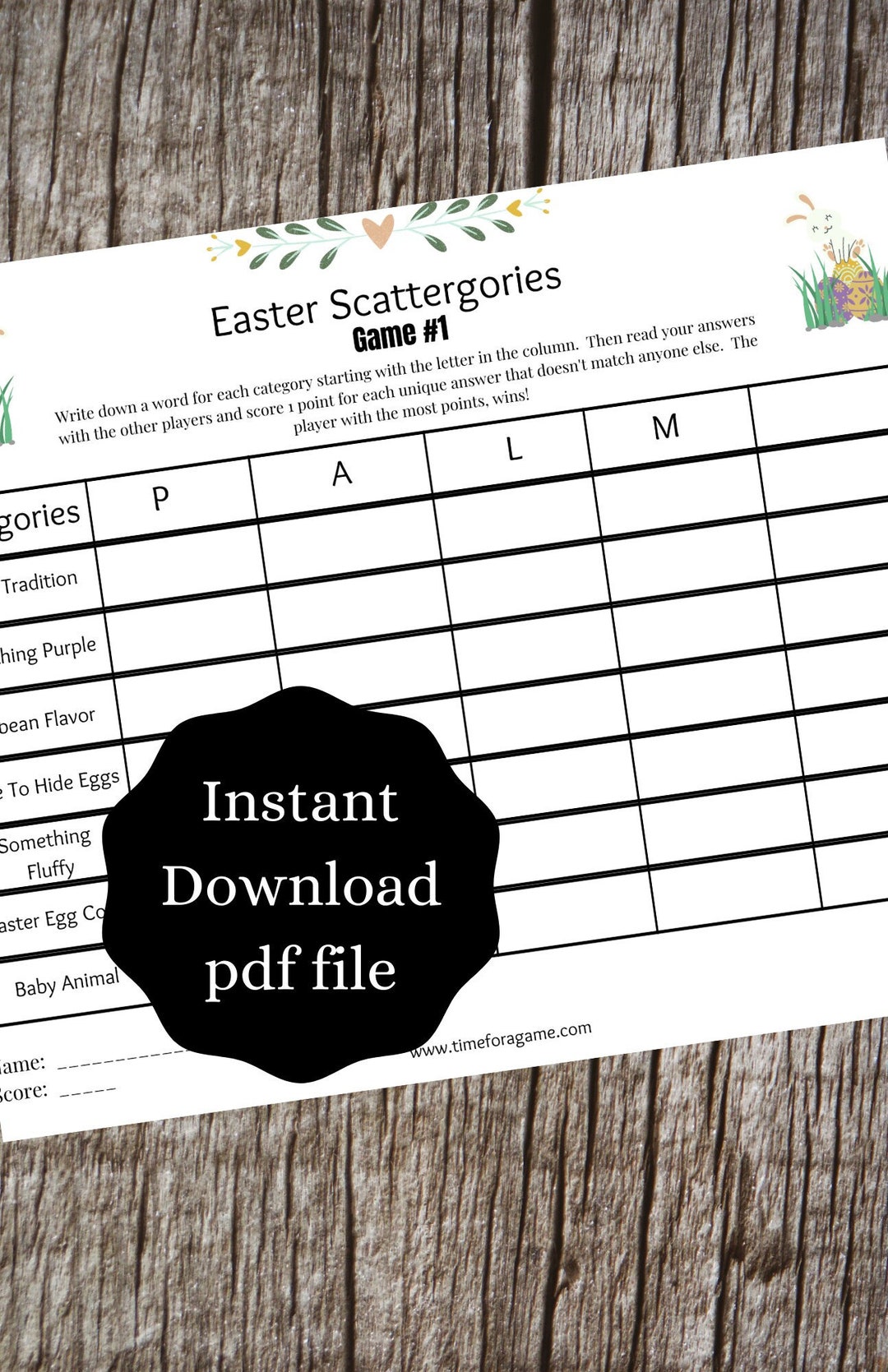 Easter Scattergories Categories Family Party Game | Easter Adult Party ...