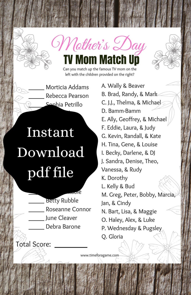 Mother's Day Name That TV MOM Trivia Quiz | Famous Moms Game | Kids ...