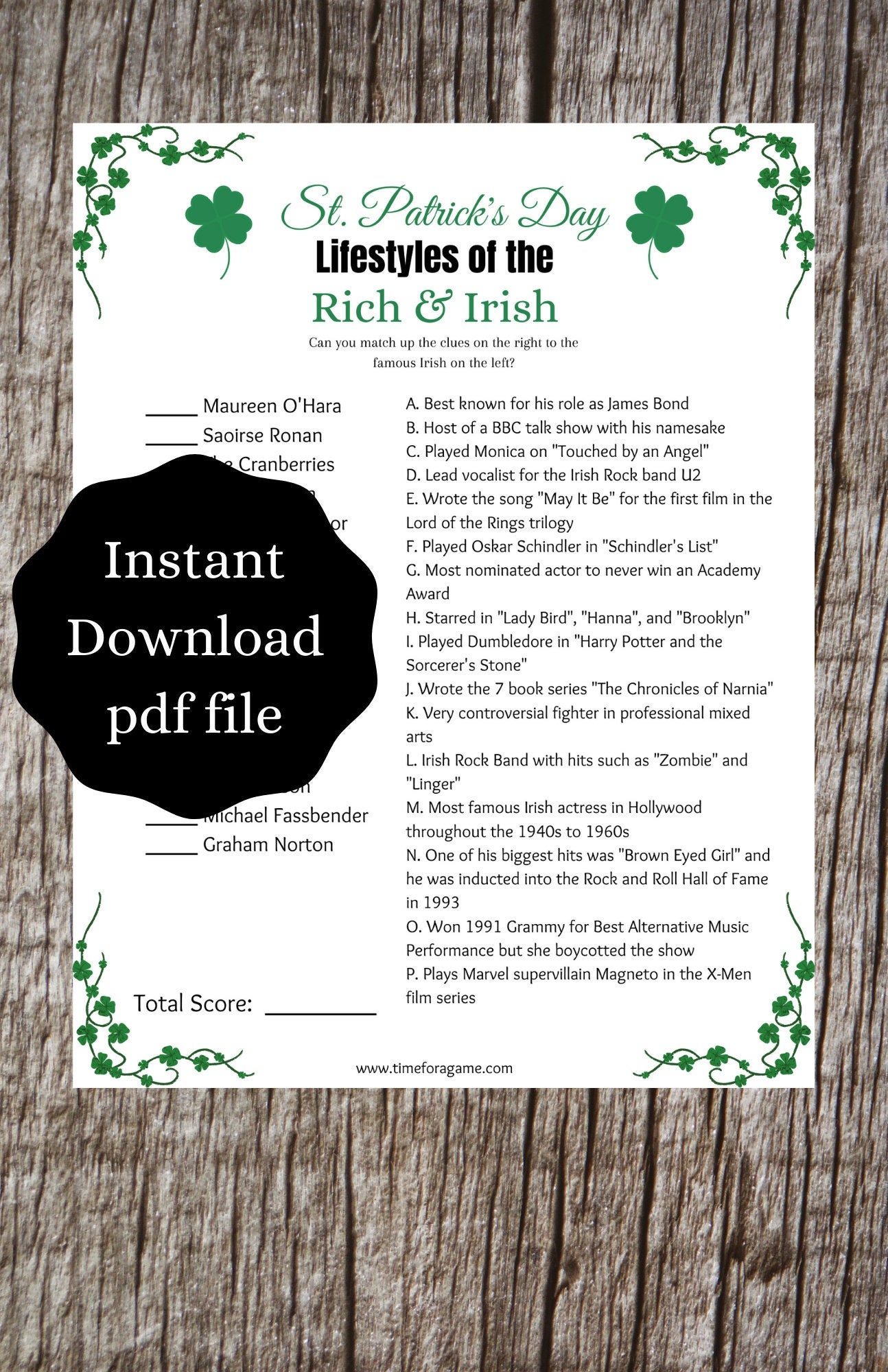 St Patrick's Day Trivia Quiz Lifestyles of Rich and Irish | St Patricks ...