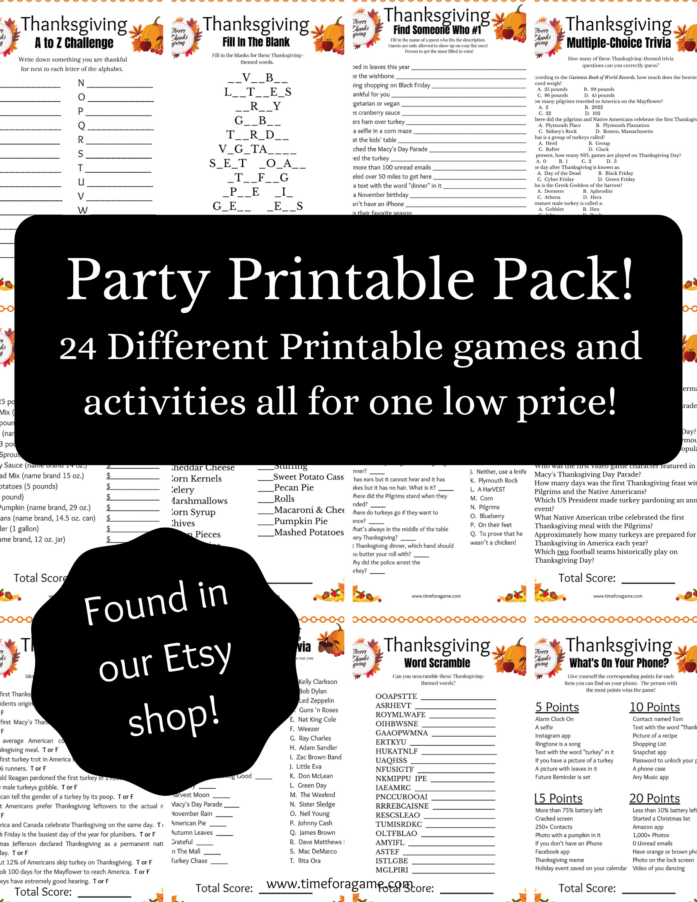 Thanksgiving Riddle Match Family Party Game | Thanksgiving Kids ...