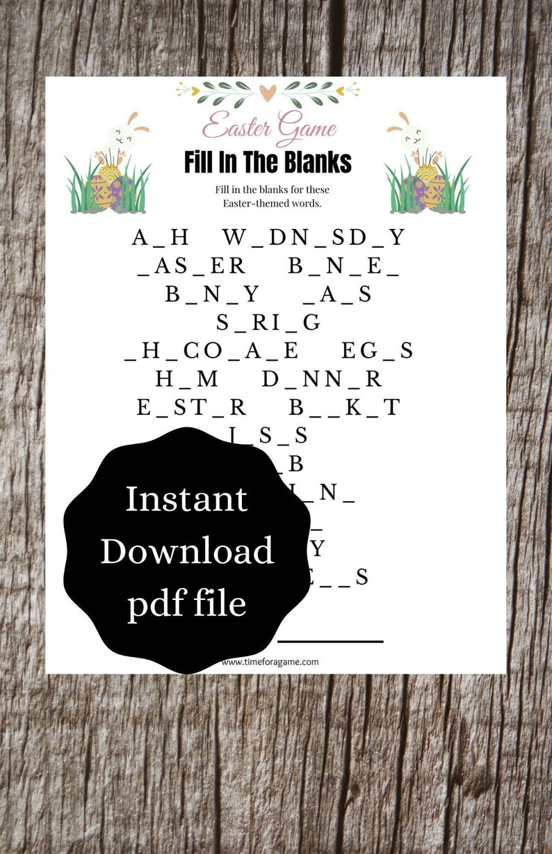 Easter Fill in the Blanks Family Party Game | Easter Kids Printable ...