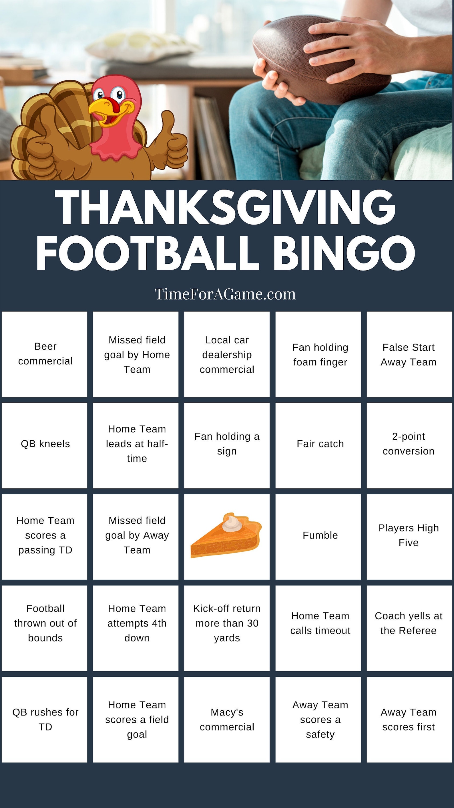 15 Thanksgiving Football Game Printable Bingo Boards | Thanksgiving ...