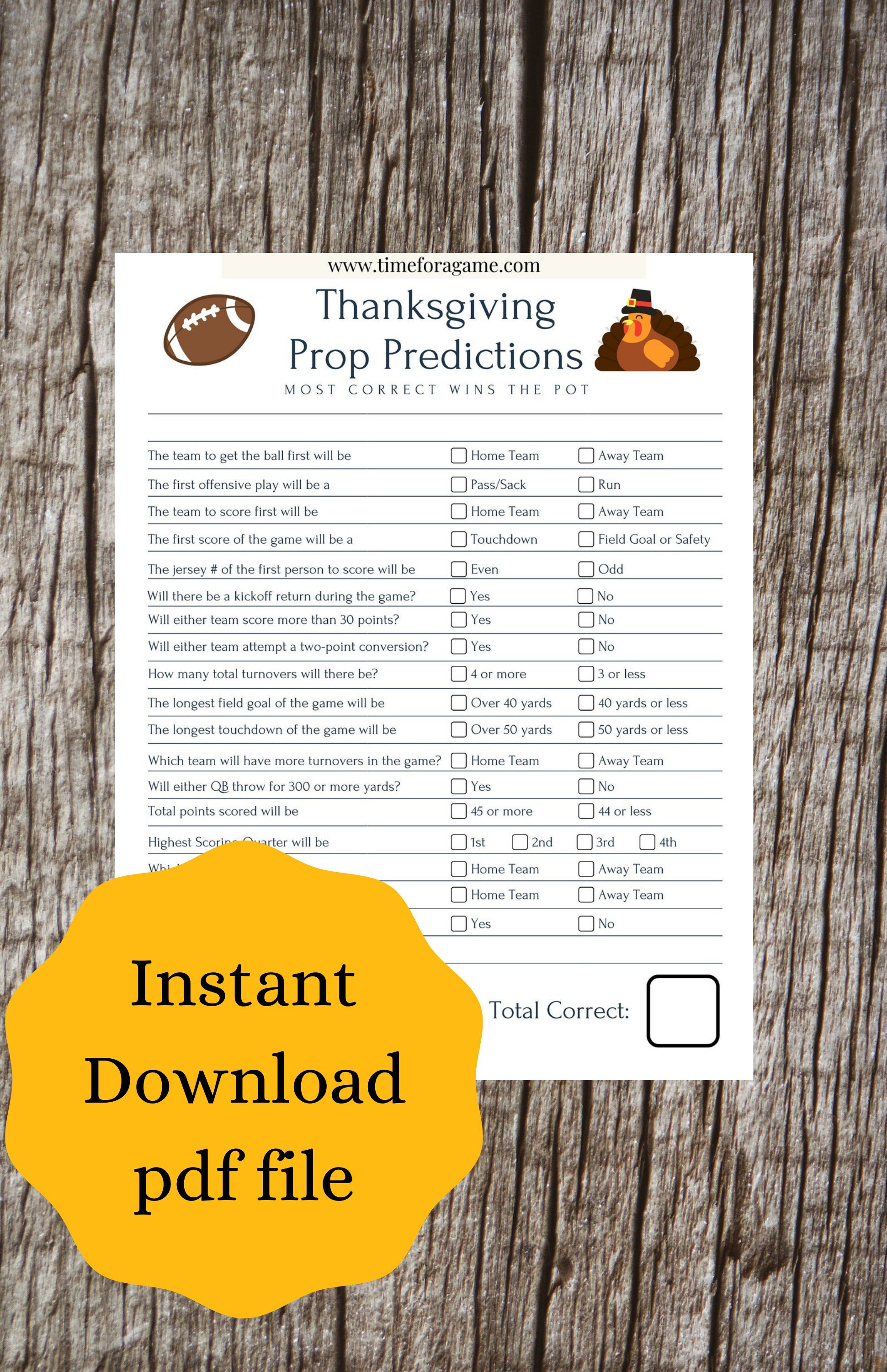 Thanksgiving Football Game Props Predictions | Thanksgiving Adult ...