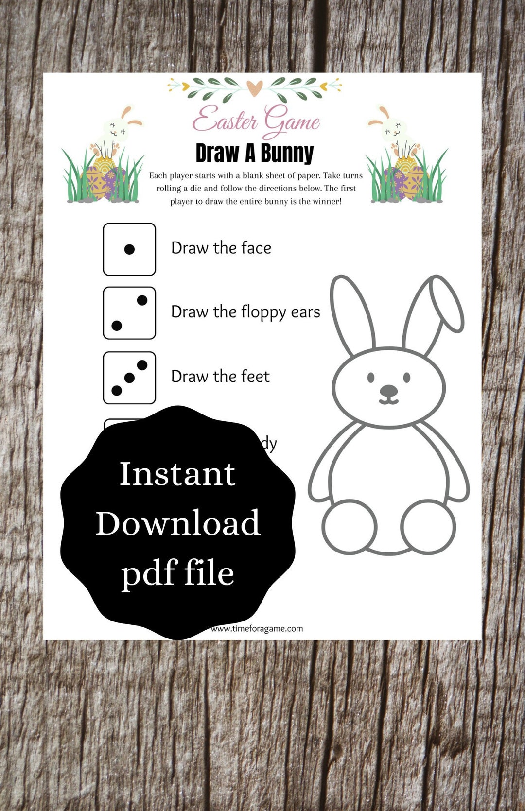 Easter Draw A Bunny Dice Game | Easter Printable Games | Easter Kids ...