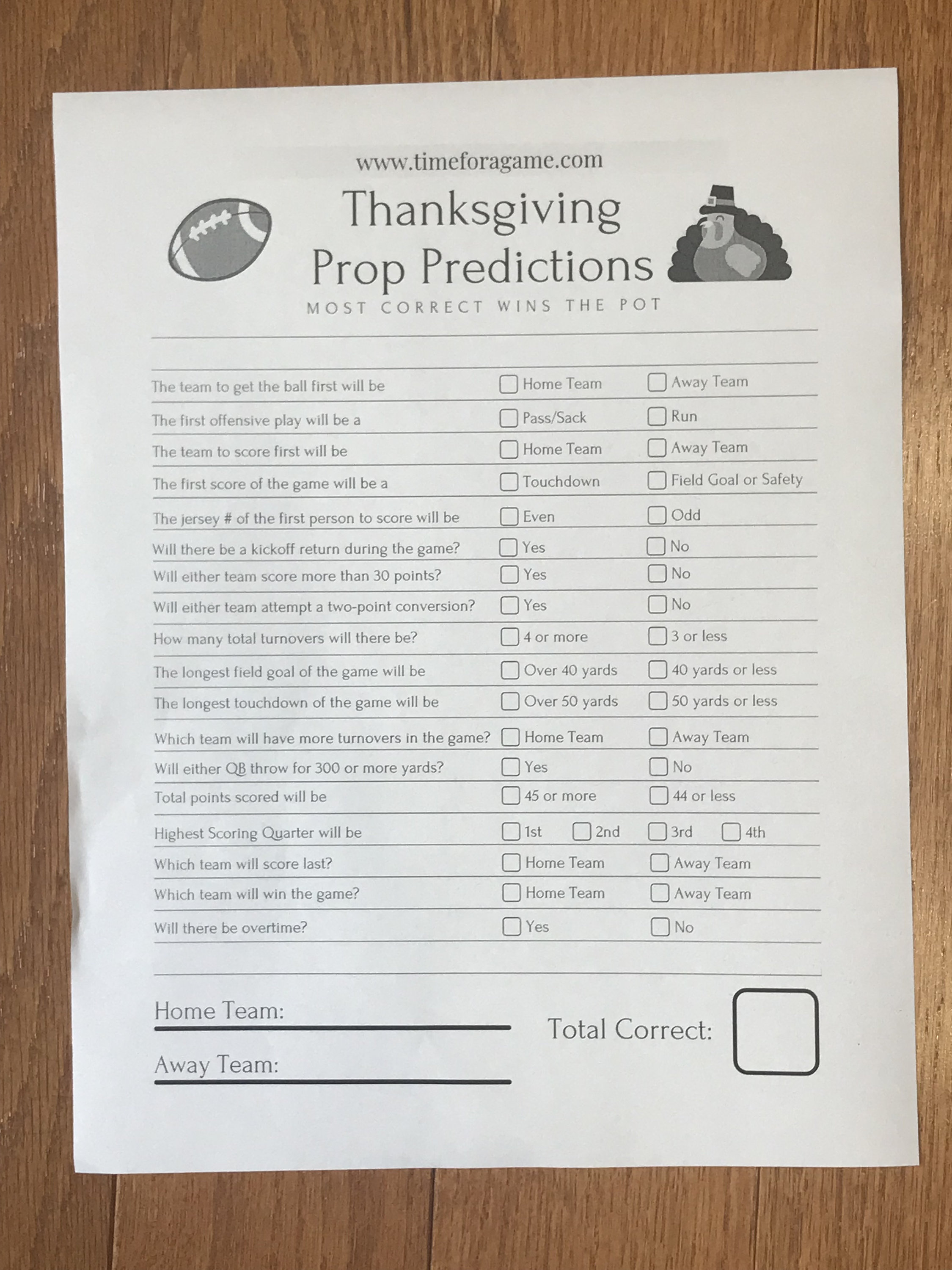 Thanksgiving Football Game Props Predictions | Thanksgiving Adult ...