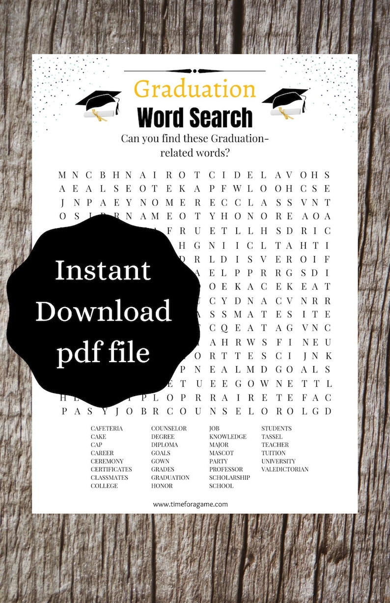 Graduation Word Search | Class of 2023 Classroom Party Printable Game ...