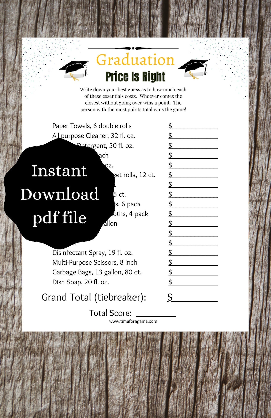 Price is Right Graduation Game | Printable Party Game (PDF) - Etsy