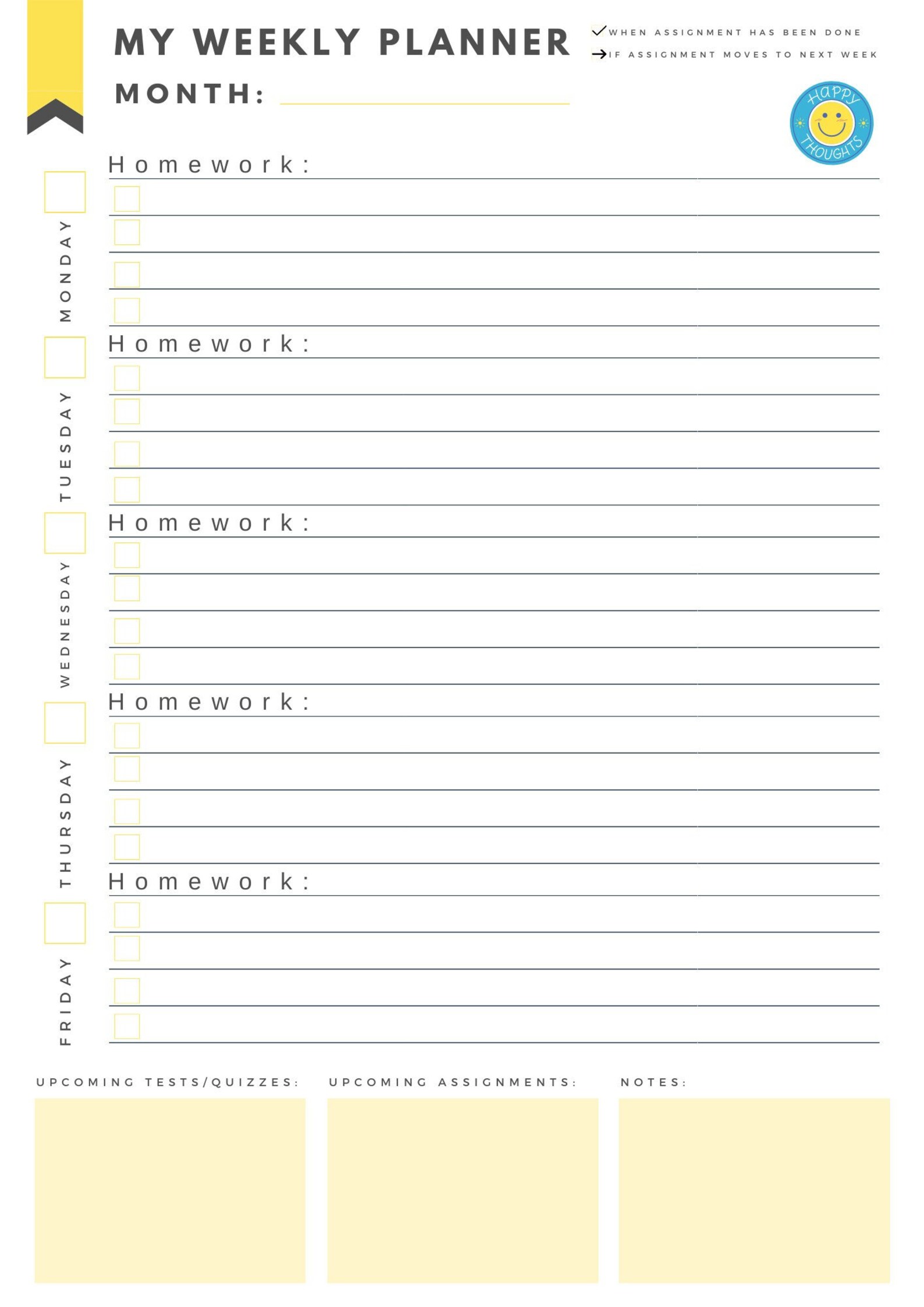 Middle School / High School Weekly Planner Schedule - Etsy