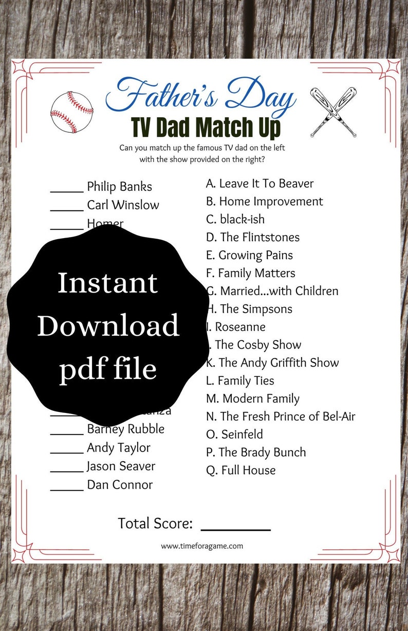 Father's Day Name That TV DAD Trivia Quiz | Famous Dads Game | Kids ...