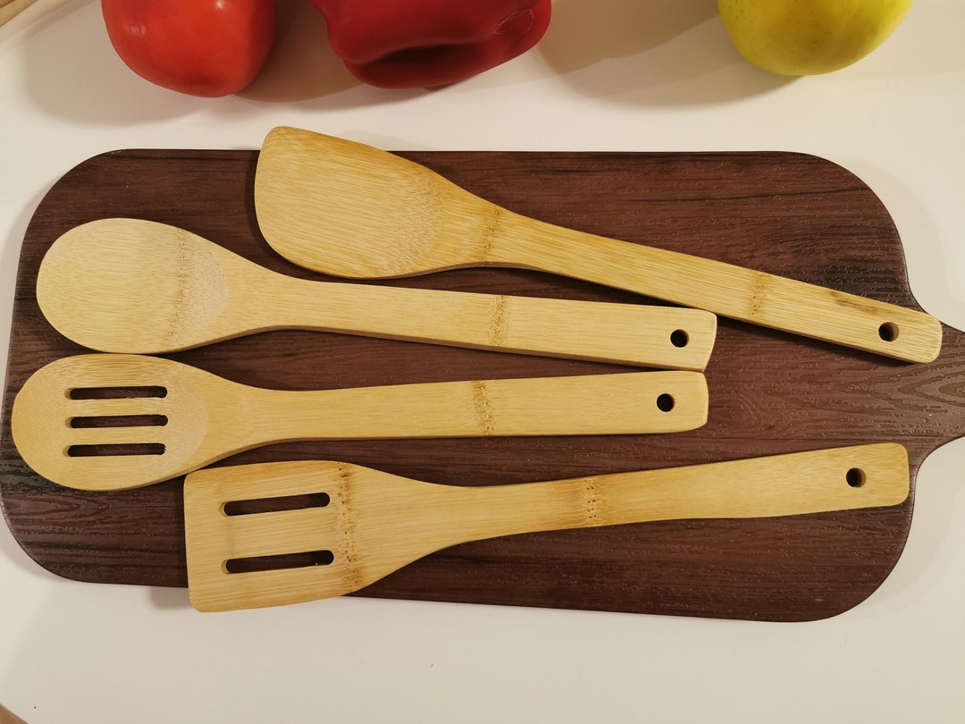 Handmade Wooden Spoons Kitchen Utensils Set 4, Vintage Style ...
