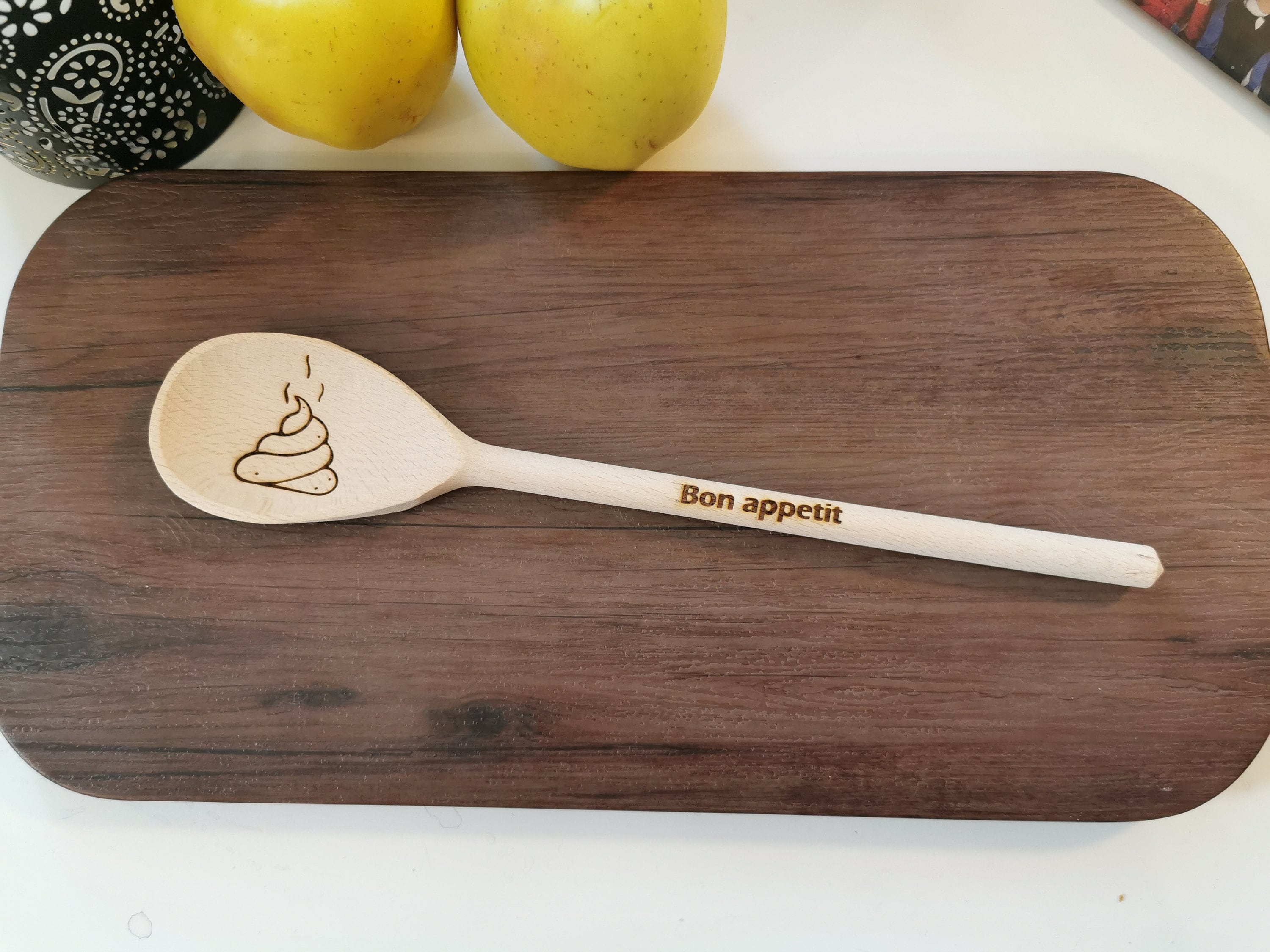 Handmade Wooden Spoon, Kitchen Poop Spoon, Bon Appetit, Funny Style ...