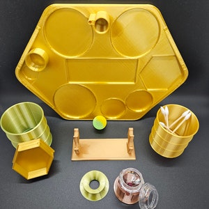 16-pc Metallic Color Dab Station Set Dab Tray W/ Terp Pearl Jar, Qtip ...