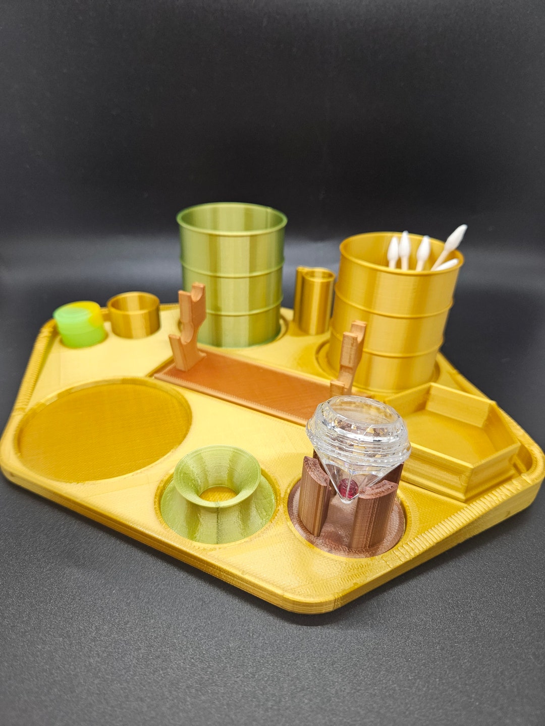 16-pc Metallic Color Dab Station Set Dab Tray W/ Terp Pearl Jar, Qtip ...