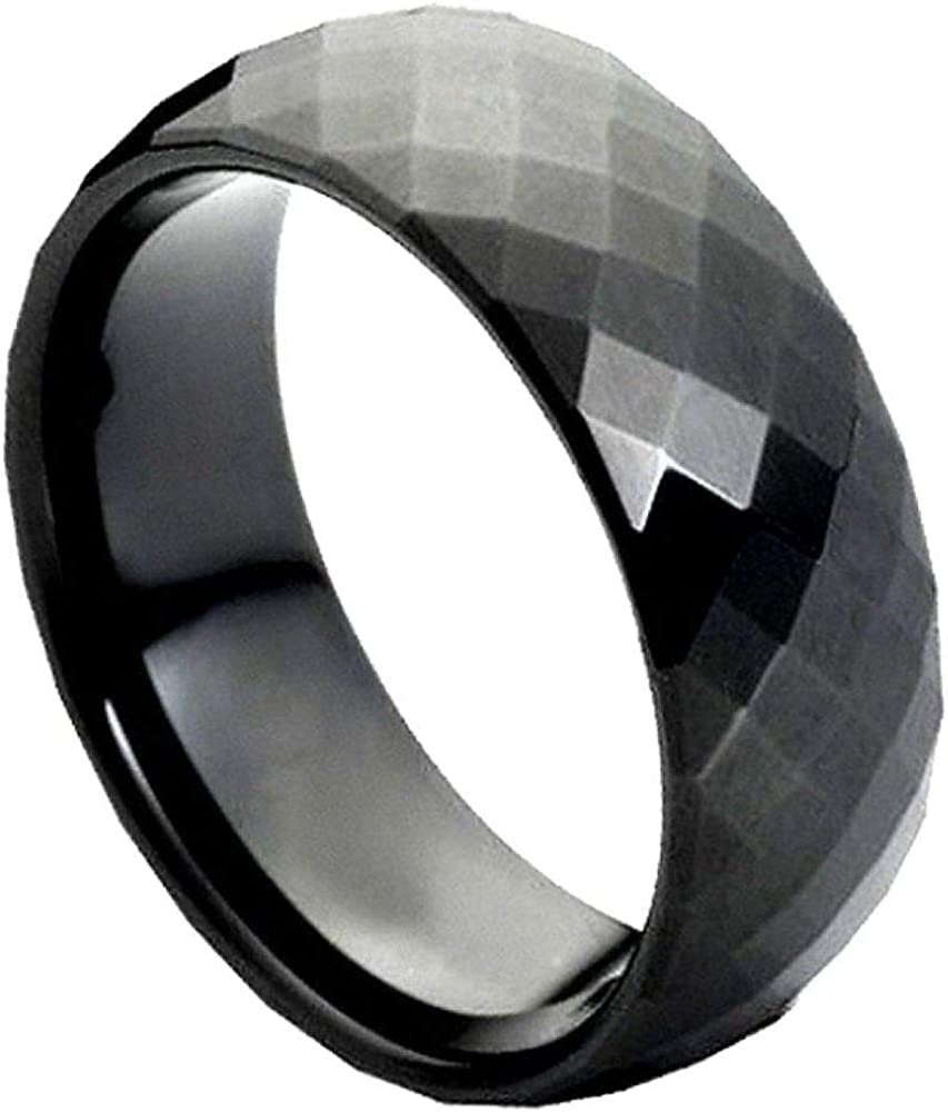 Custom Personalized Engraved 8mm Tungsten Carbide Domed Black IP Multi ...