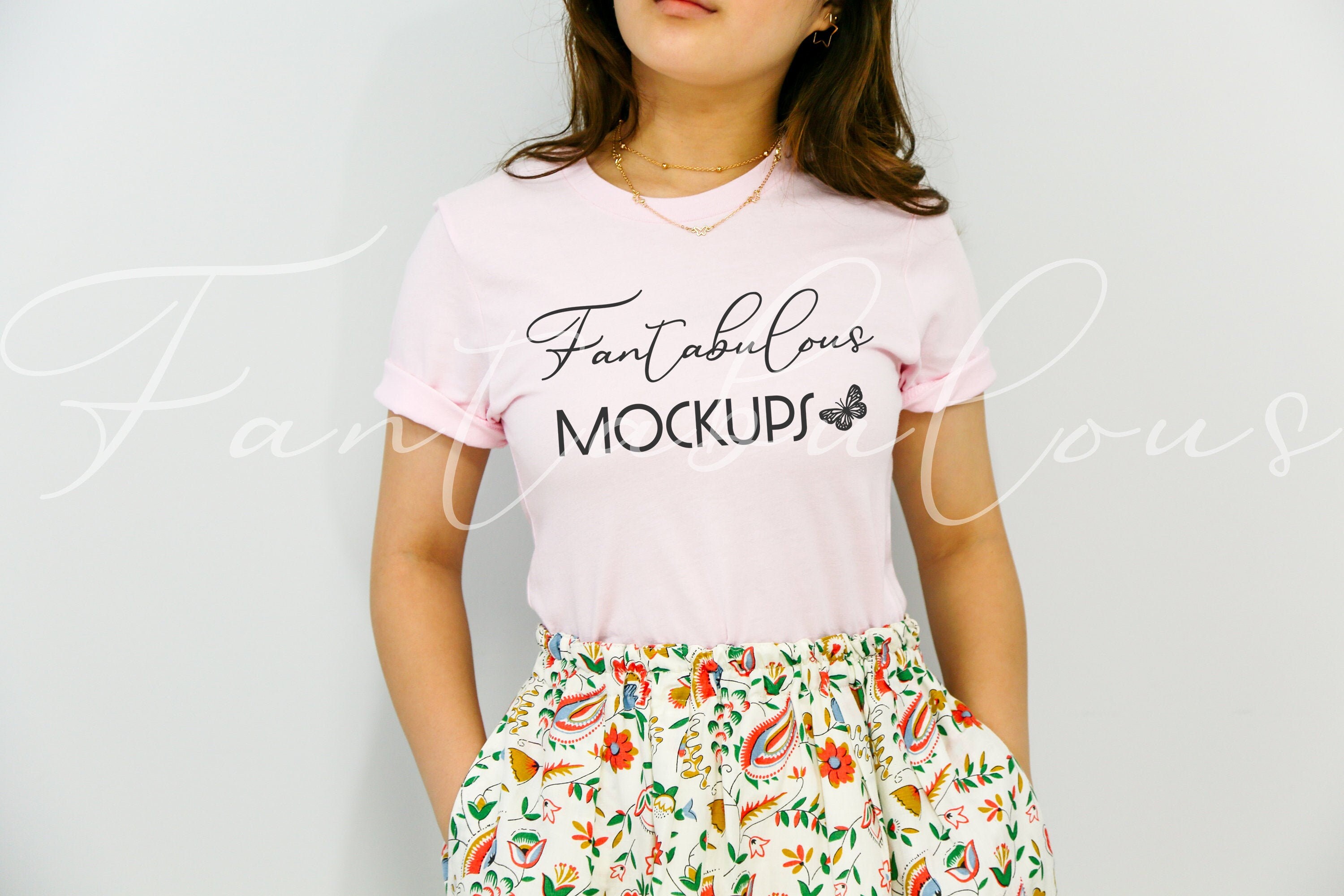 BELLA CANVAS 3001 Soft Pink T-shirt Mockup, Short Sleeve Jersey ...