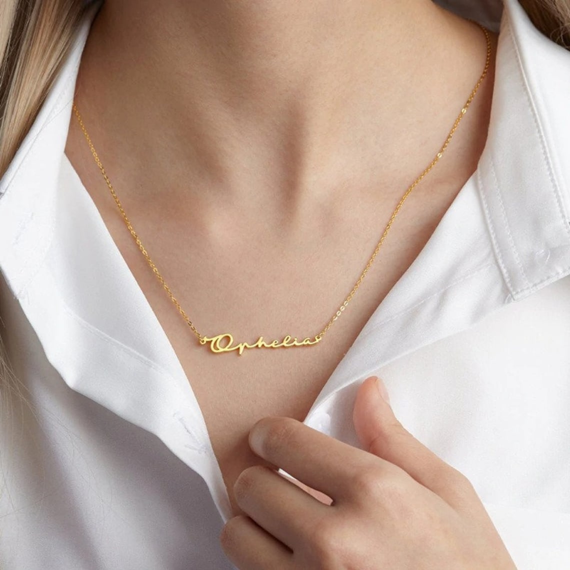Cursive Font Necklace Cursive Handwriting Name Necklace Etsy
