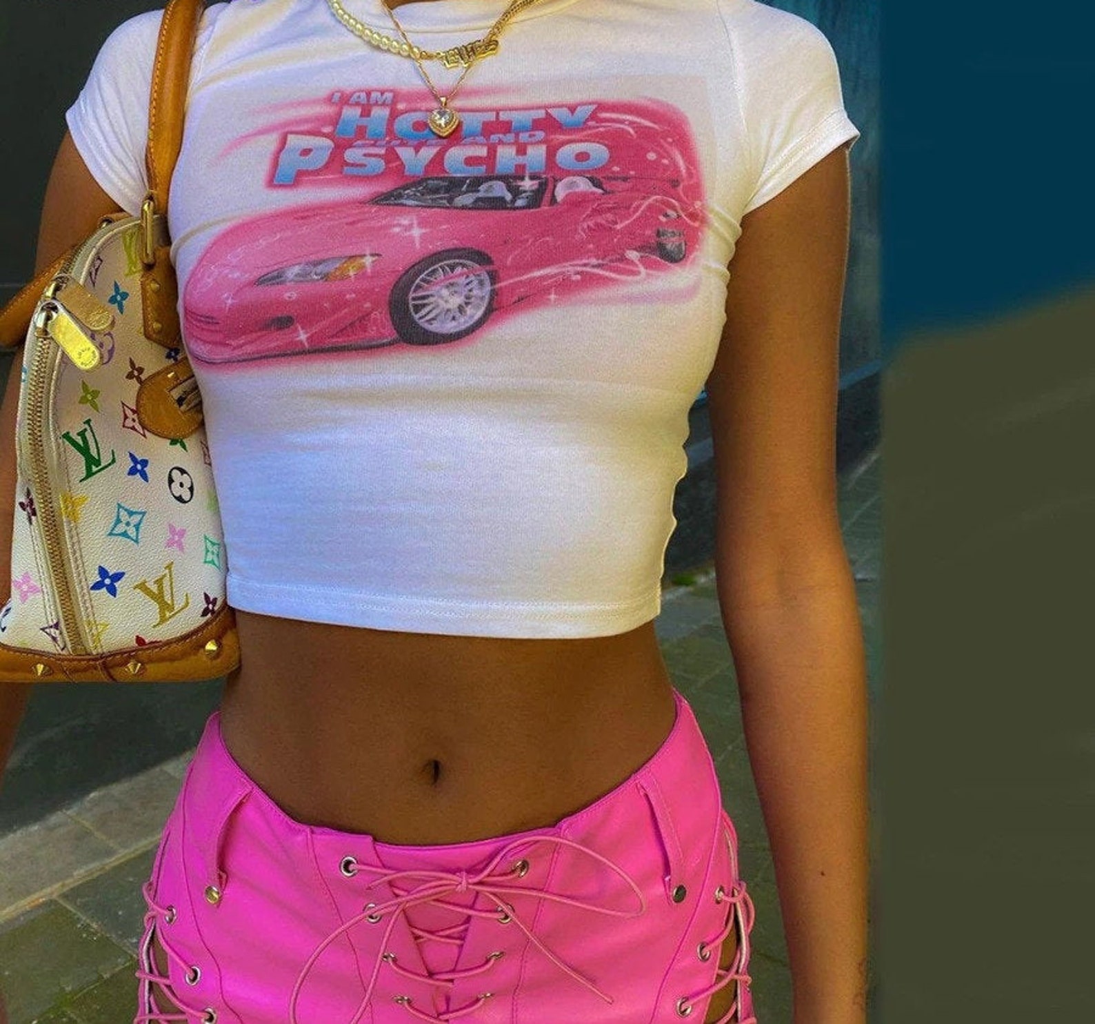 Y2k Graphic Crop Top Graphic Y2k Crop Top Race Car Y2k Crop Etsy
