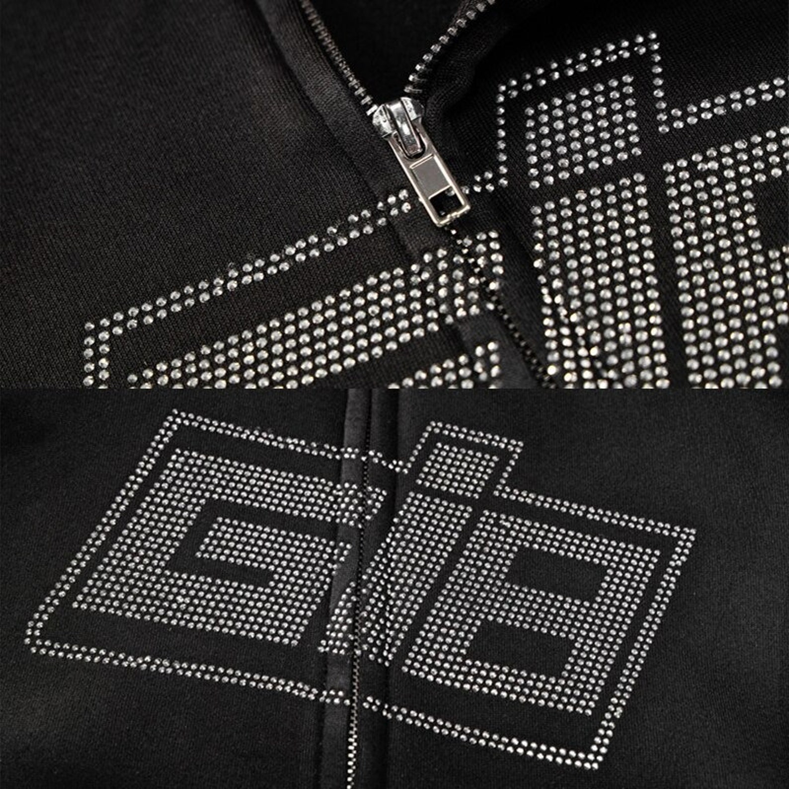 Oversized Y2k Rhinestone Zip Up Hoodie Y2k Rhinestone Zip Up Etsy