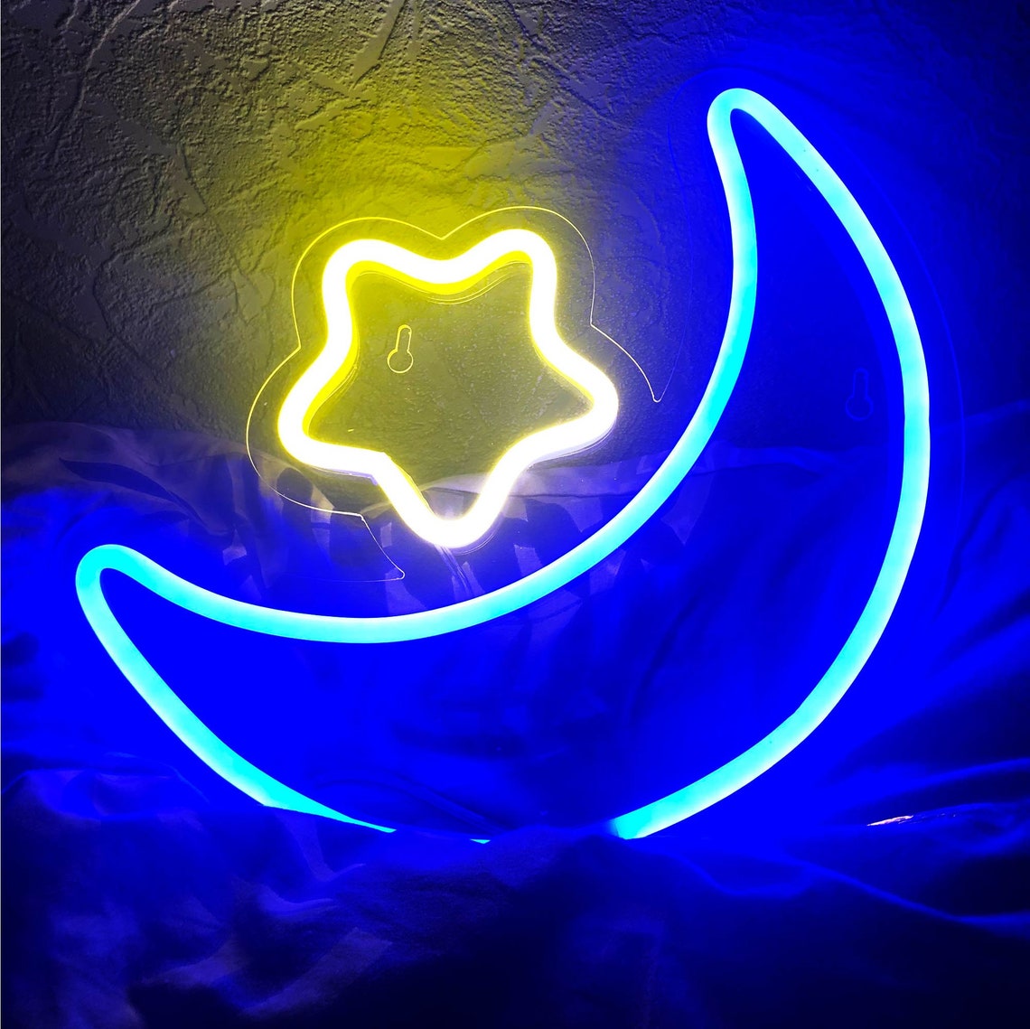 Moon and Star LED Neon Sign wall decoration neon Night | Etsy