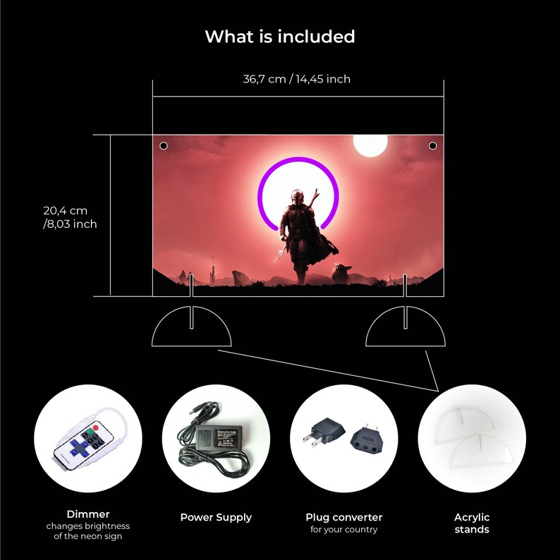 The Mandalorian LED Flex Neon Sign Art Print, Star Wars, Wall ...