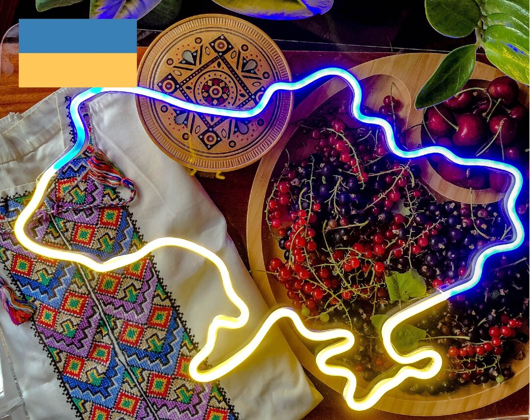 Map of Ukraine, LED Flex Neon Sign, Custom Wall Decoration, Sensor ...