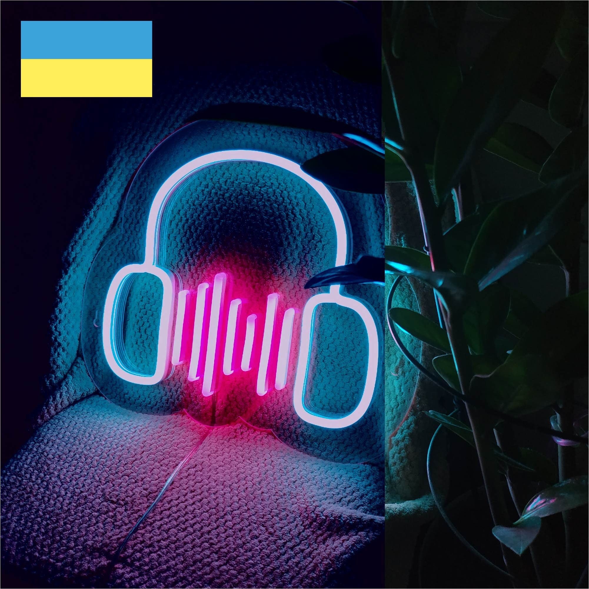 Headphones LED Neon Sign, Wall Decoration Flex Neon Sign, Sensor Dimmer ...