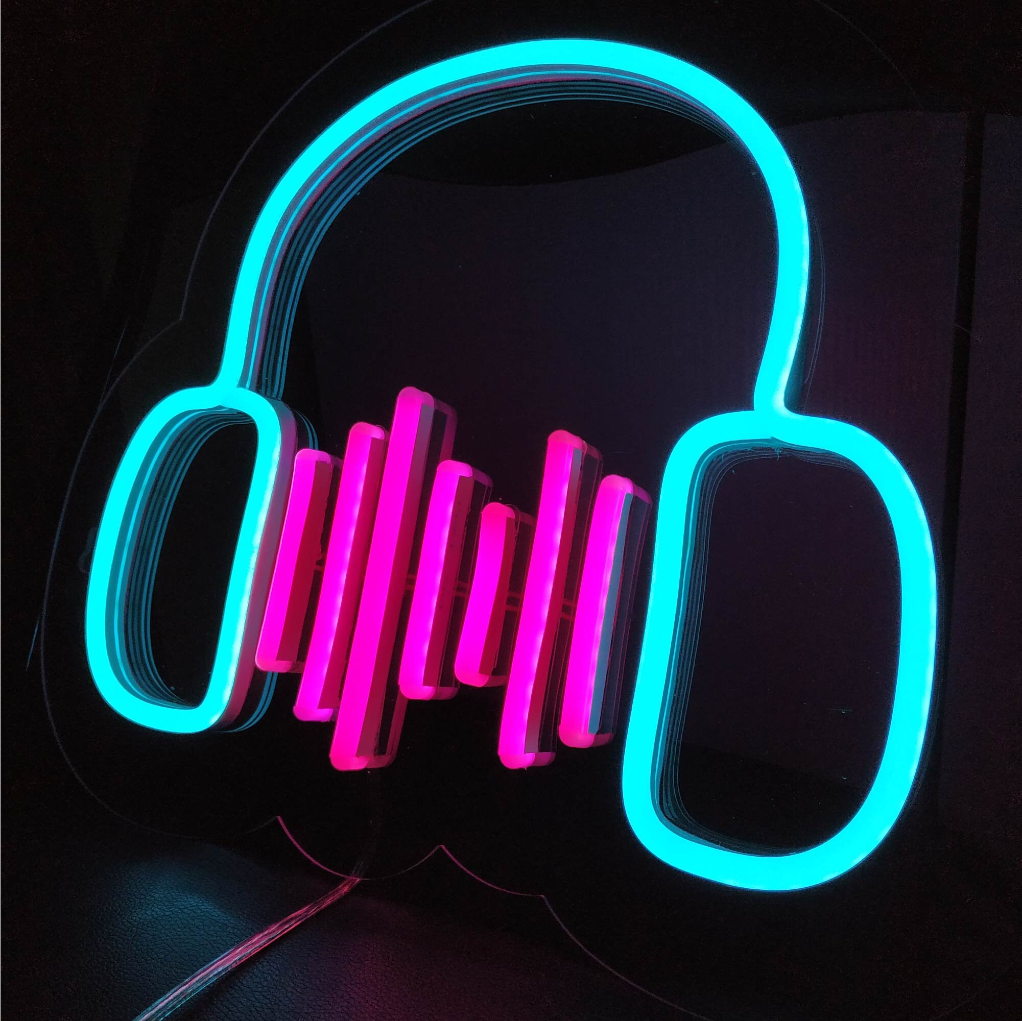 Headphones LED Neon Sign, Wall Decoration Flex Neon Sign, Sensor Dimmer ...