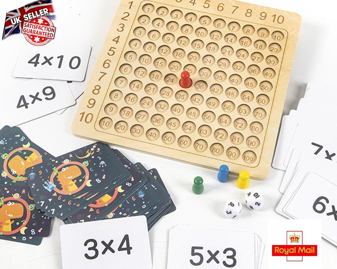 Wooden Montessori Multiplication Board Game Kids Learning Educational ...