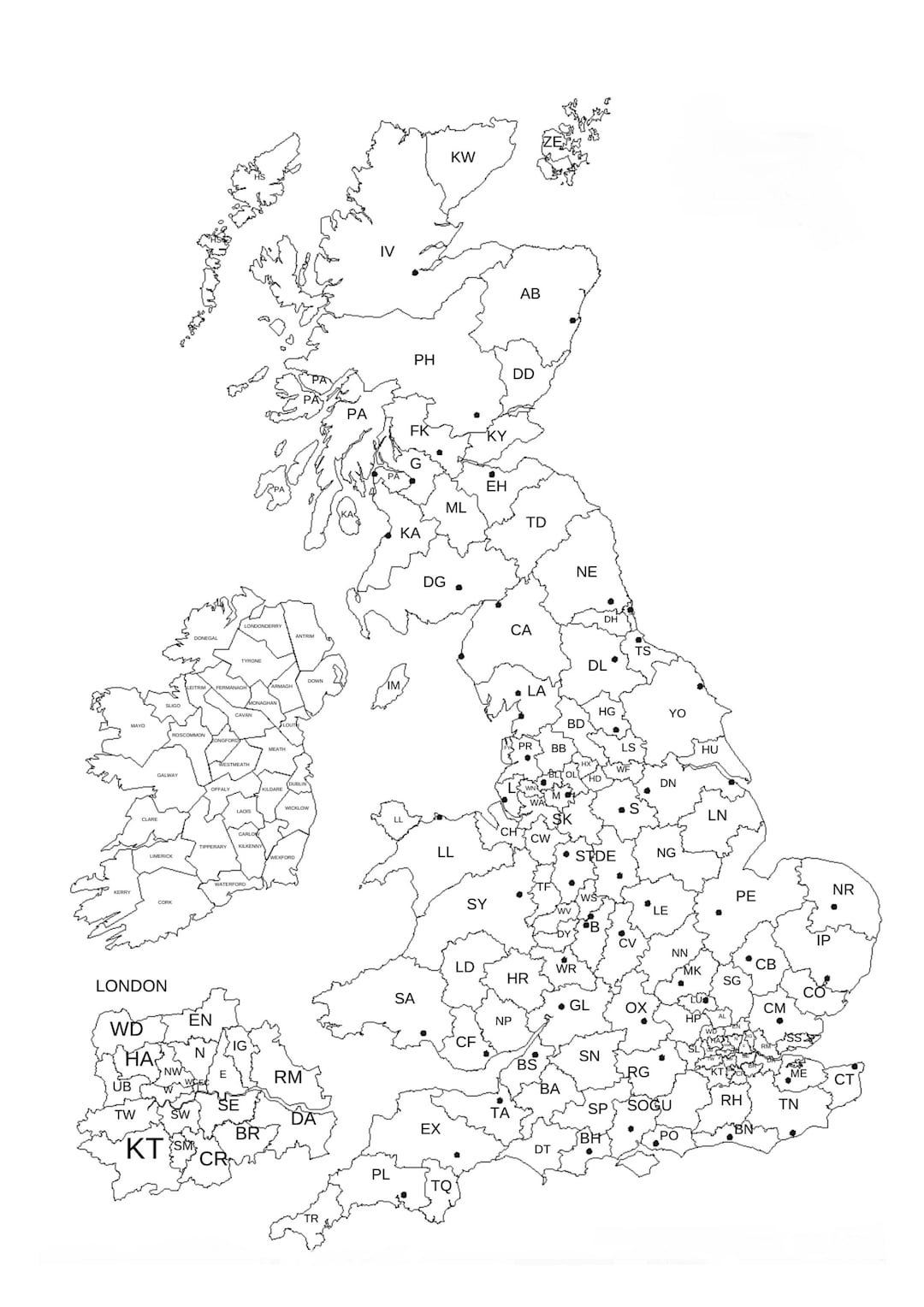 Printable A4 UK Sales Postcode Map for Small Businesses & Log Book ...