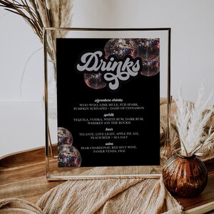 Disco Birthday Drink Menu, 70s Disco Party Menu, 1970s Groovy Disco ...