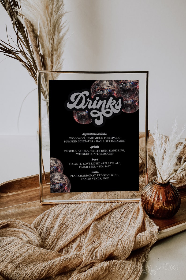 Disco Birthday Drink Menu 70s Disco Party Menu 1970s Groovy - Etsy