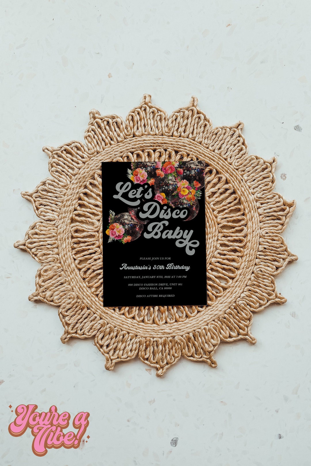 Retro Groovy Party Invitation, Disco Groovy Invitation, Disco Ball ...