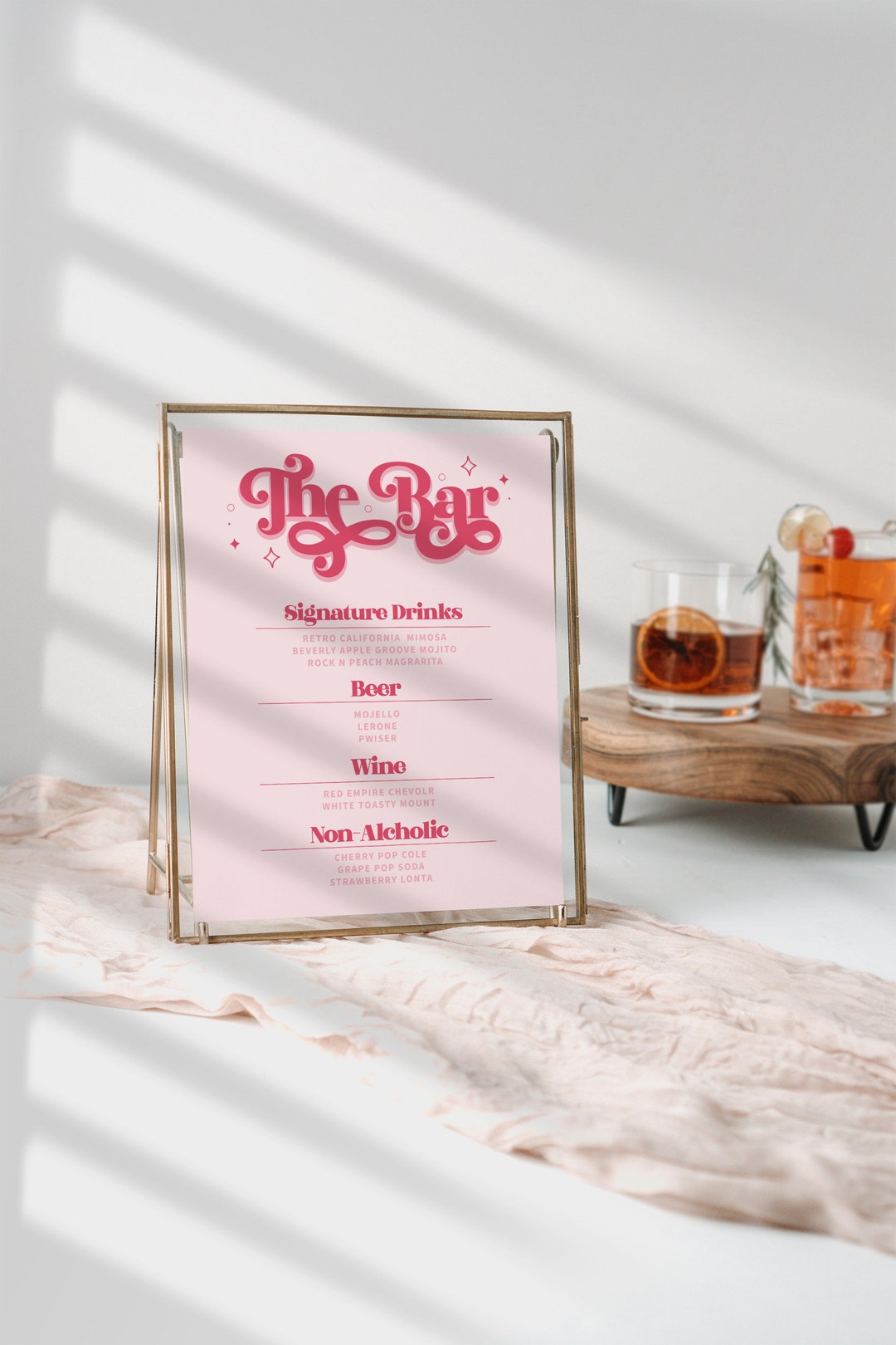 70s Retro Bar Sign, Retro Groovy Bar Menu, 70s Cocktail Sign, Bespoke ...