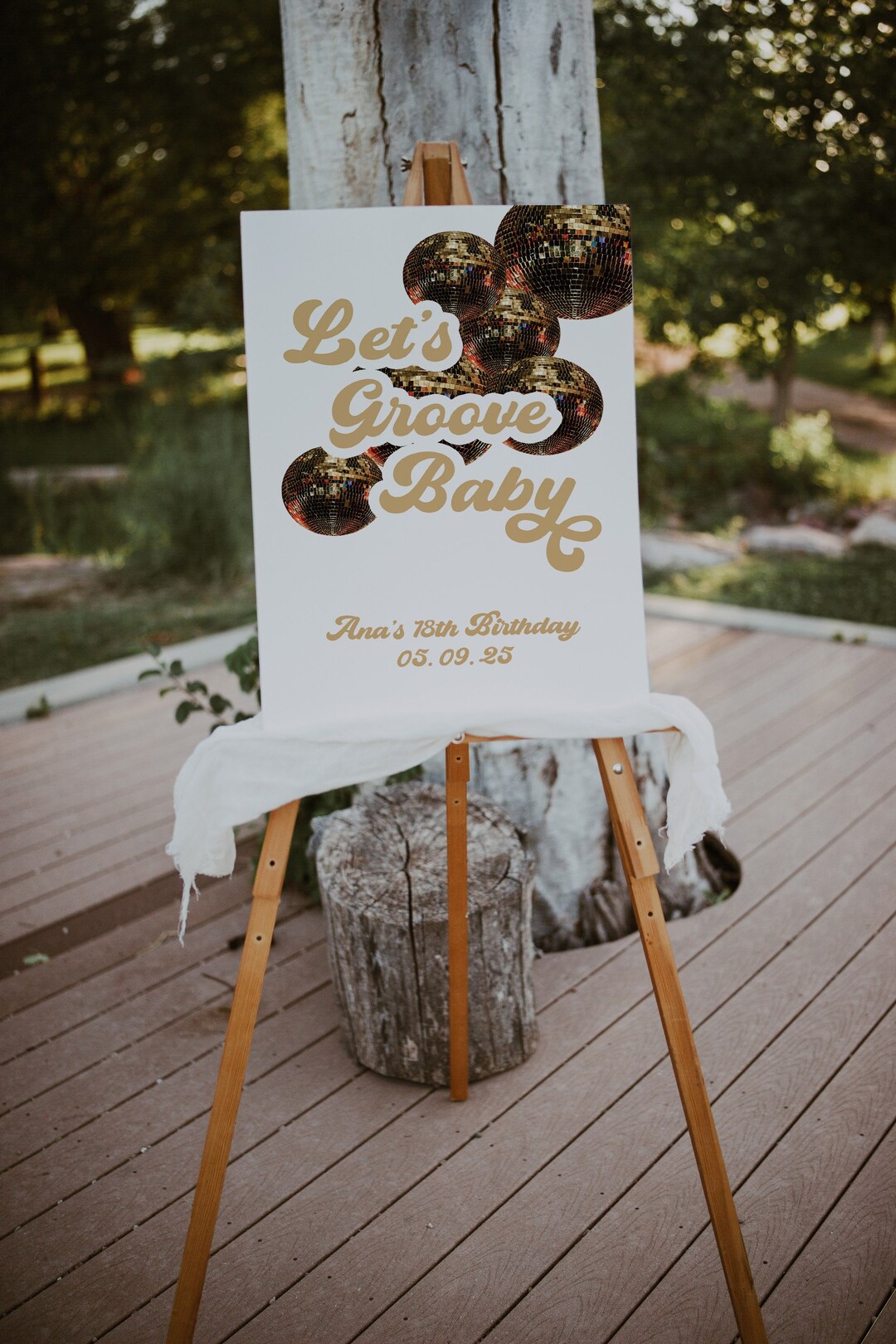 Gold Groovy Disco Sign, Gold Disco Party Welcome Sign, Gold Lets Groove ...